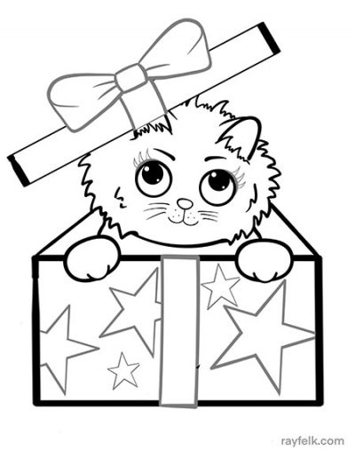 Christmas Cat Coloring Pages: Free Printable PDFs