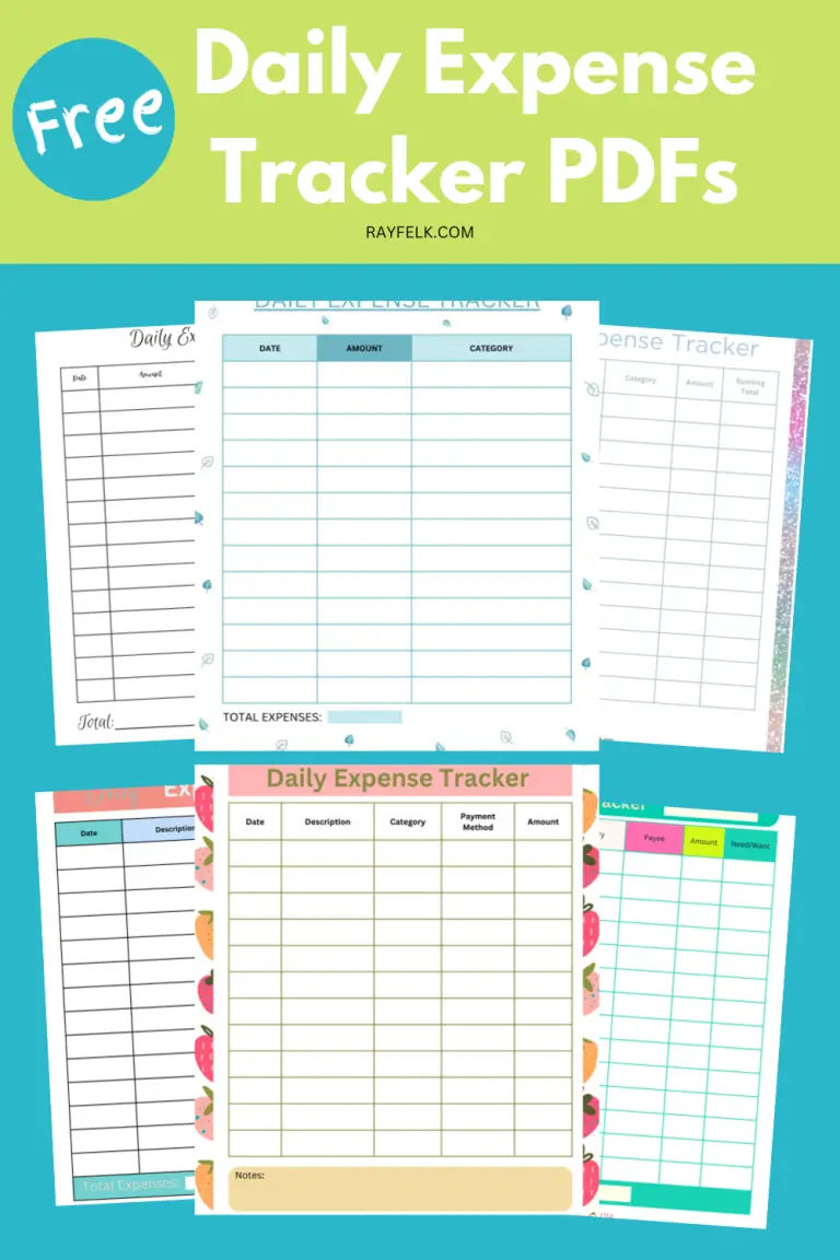 Daily Expense Tracker PDF Free Printable