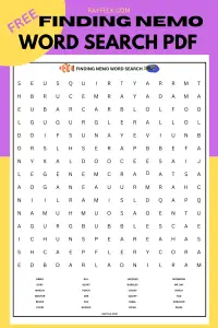 Finding Nemo Word Search: Free Printable PDF