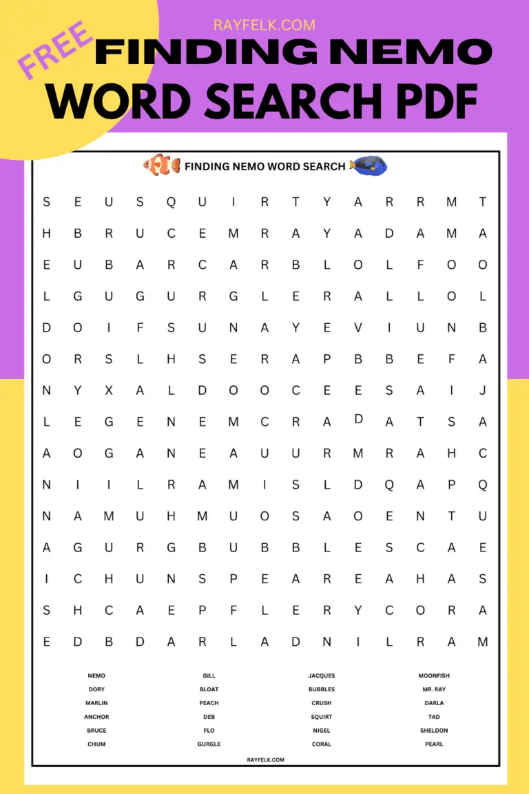 Finding Nemo Word Search: Free Printable PDF