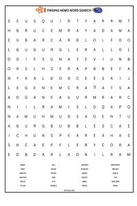 Finding Nemo Word Search: Free Printable PDF