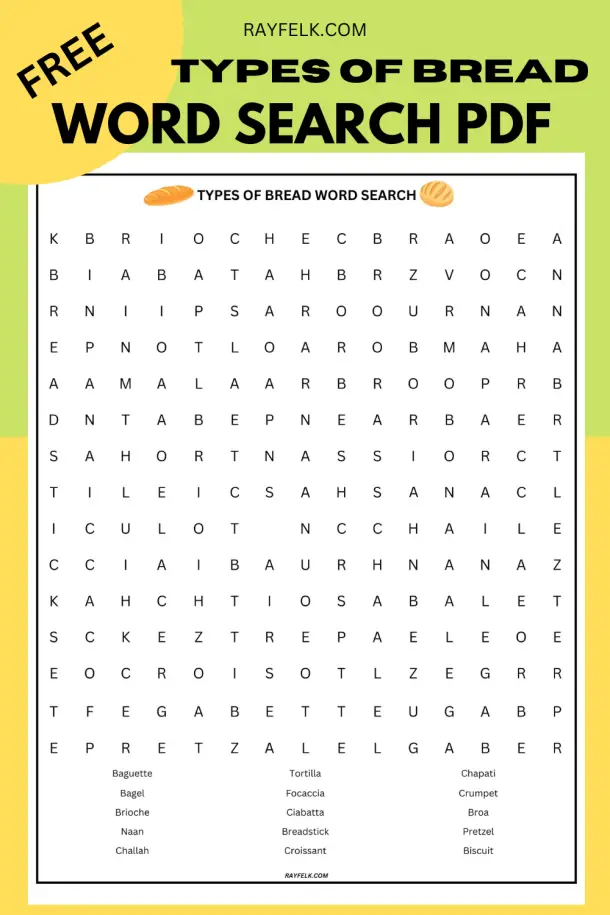 Types of Bread Word Search
