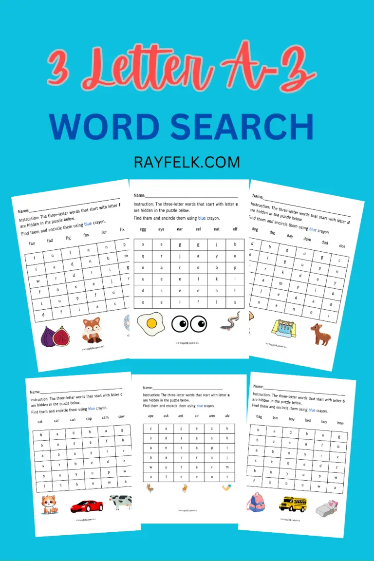 3 Letter Word Search Printable Puzzles